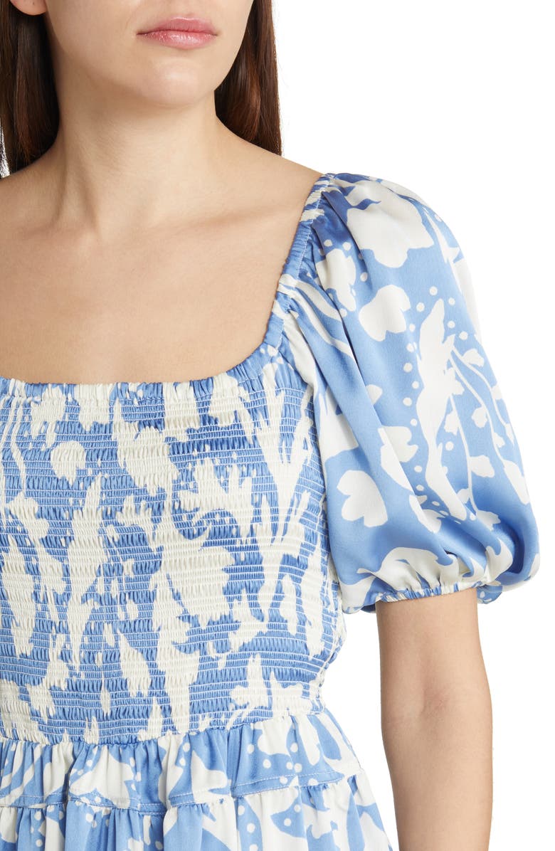 MOON RIVER Abstract Print Smocked Bodice Dress | Nordstromrack