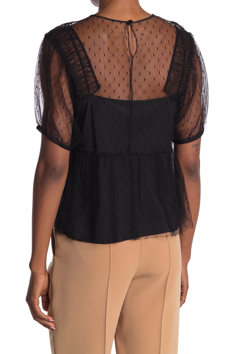 RED Valentino Dotted Lace Peplum Blouse | Nordstromrack