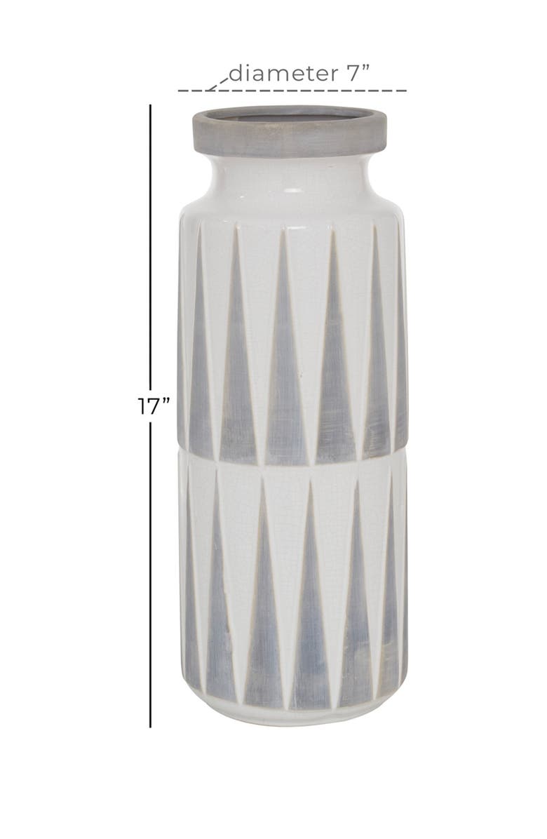 Novogratz White Ceramic Vase with Triangle Patterns | Nordstromrack