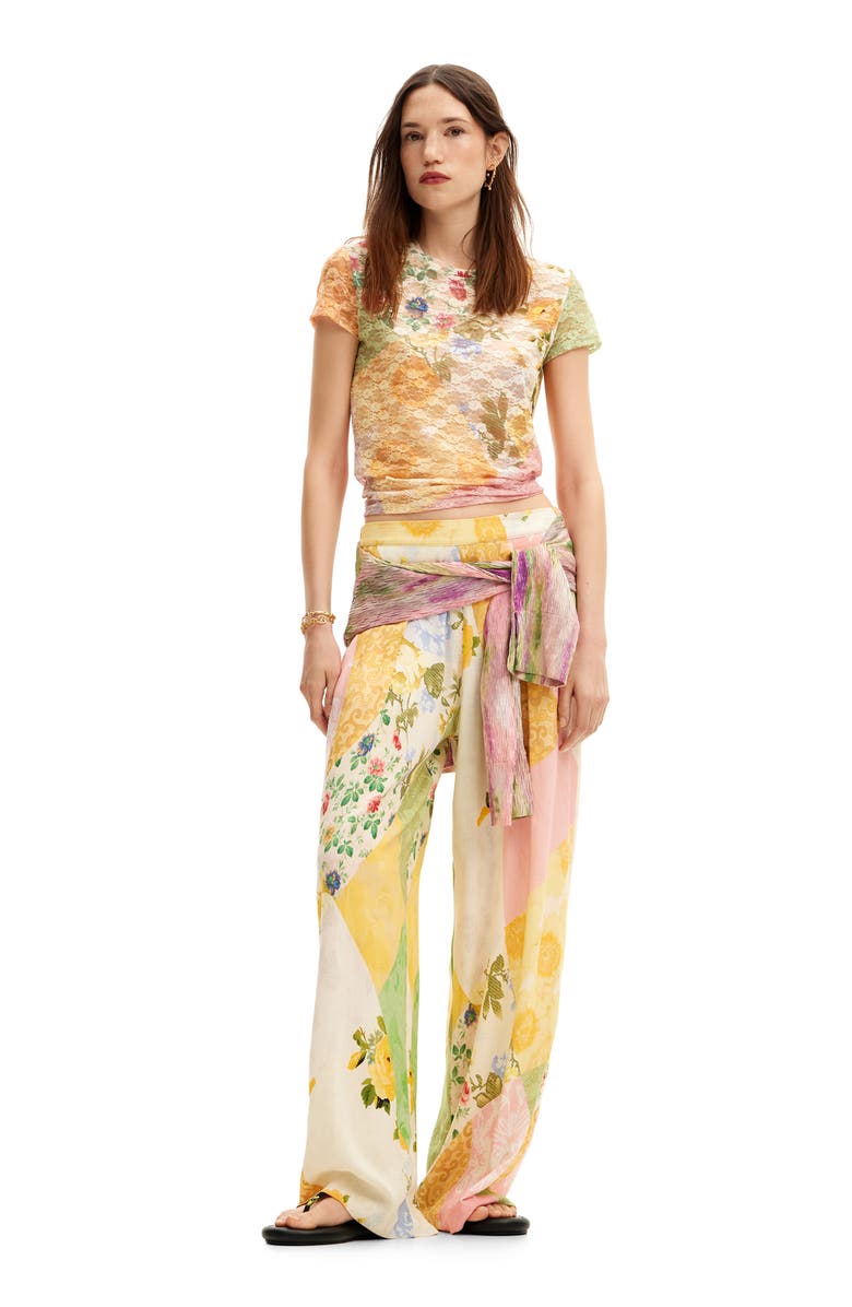 Desigual Dafo Floral Print Sheer Stretch Lace Shirt | Nordstromrack