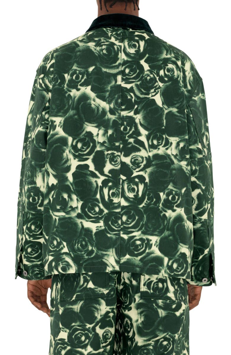 Burberry Floral Print Cotton Canvas Button-Up Overshirt | Nordstromrack