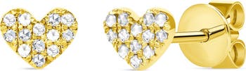 RON HAMI 14K Gold Pavé Diamond Heart Stud Earrings - 0.14 ctw ...