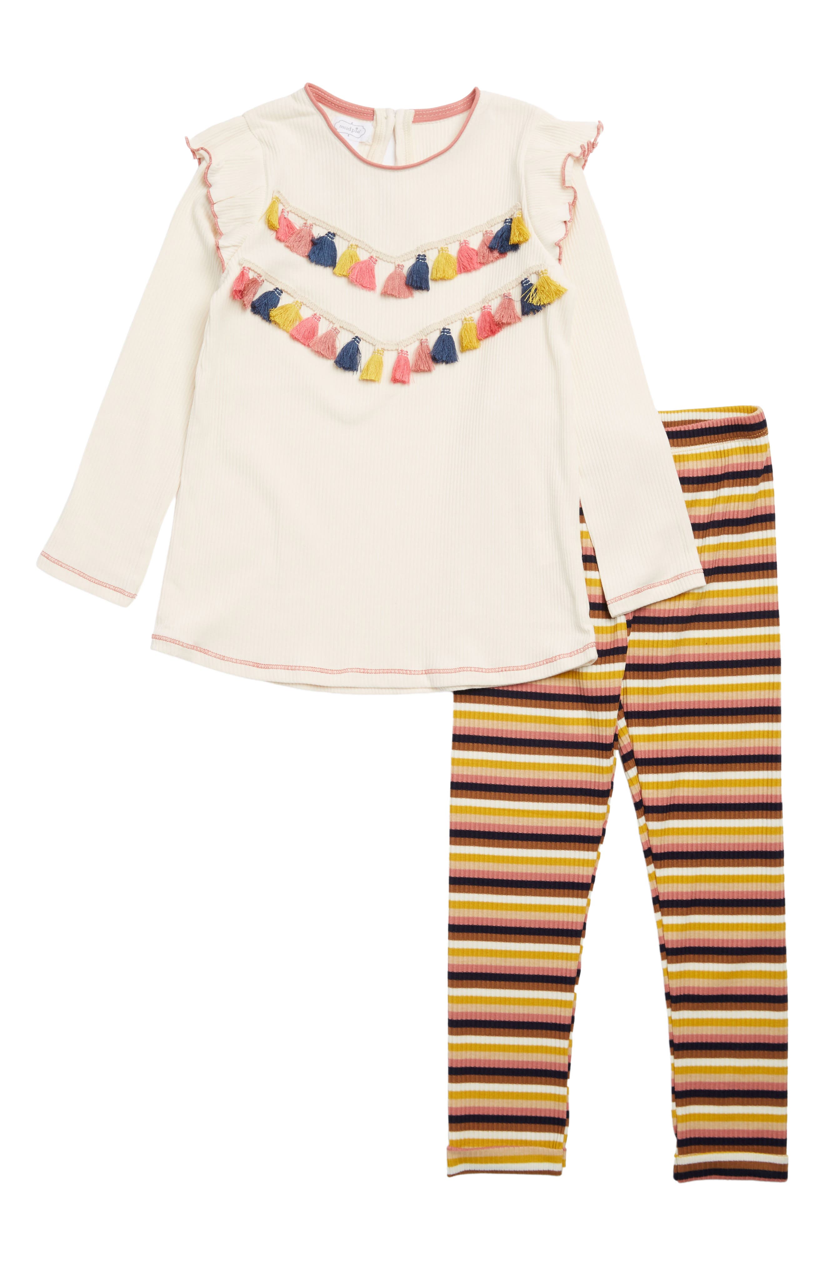 Mud Pie Kids' Tassel Tunic & Stripe Leggings Set | Nordstromrack