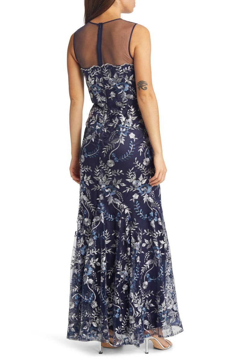 Eliza J Floral Sequin Embroidered Sheer Yoke Gown | Nordstromrack