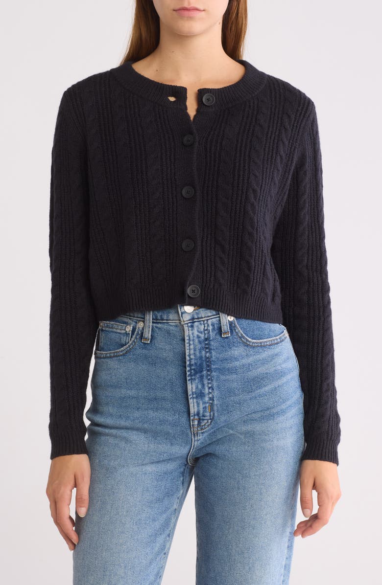 Open Edit Cable Knit Crop Cardigan | Nordstromrack