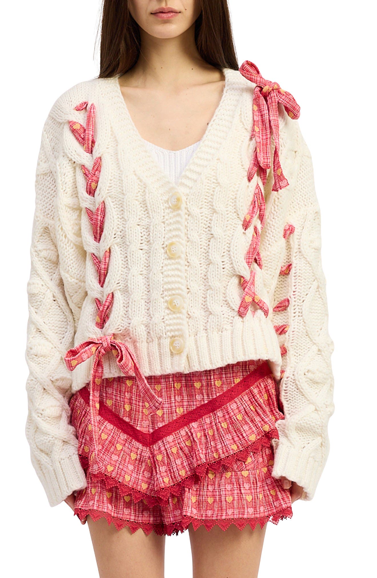 JACQUIE THE LABEL Clementine Ribbon Cable Cardigan | Nordstrom