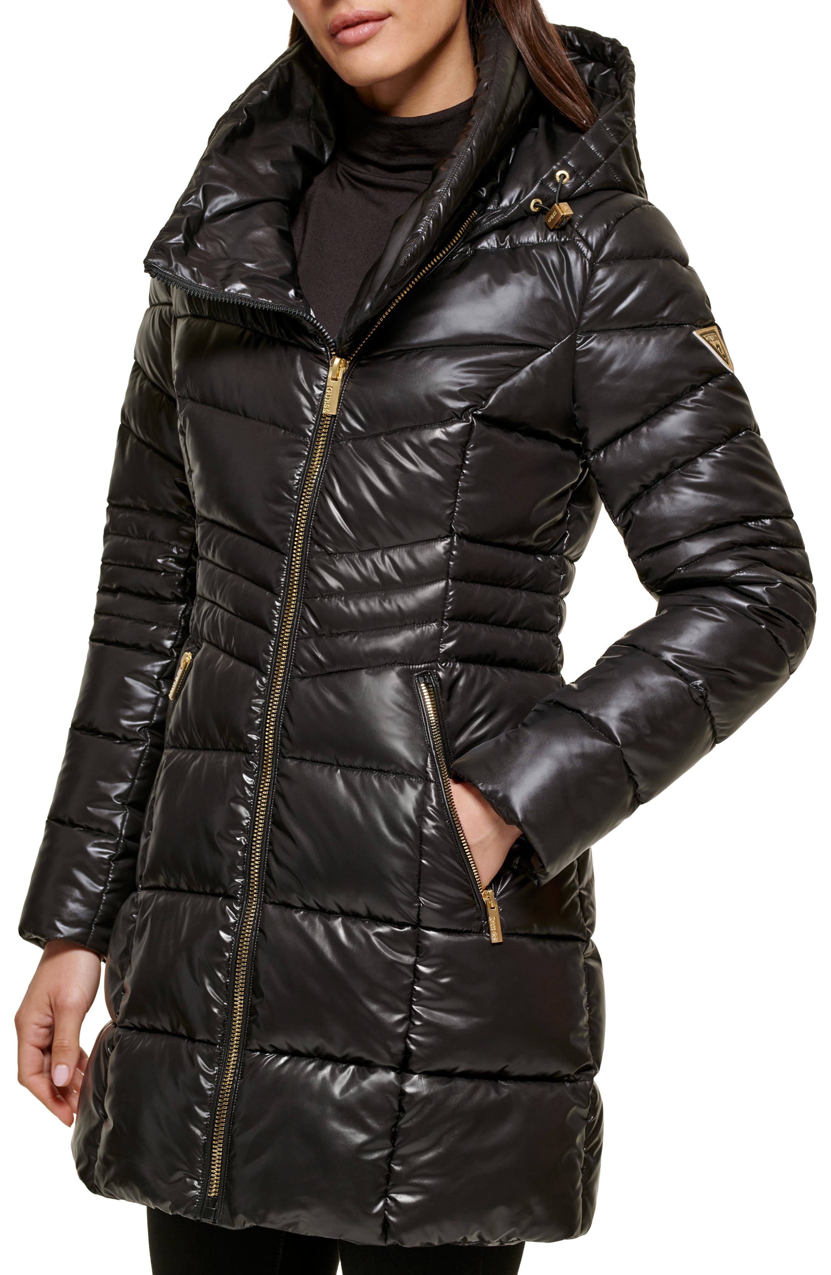 GUESS Water Resistant Hooded Puffer Jacket | Nordstromrack