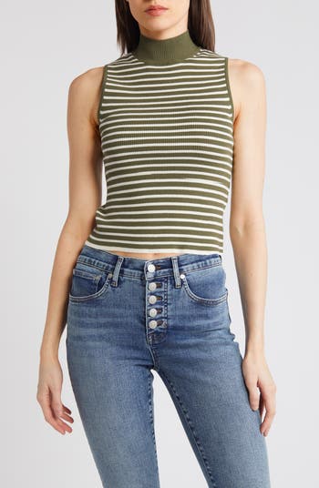Madewell Stripe Mock Neck Wide Rib Sweater Tank | Nordstromrack