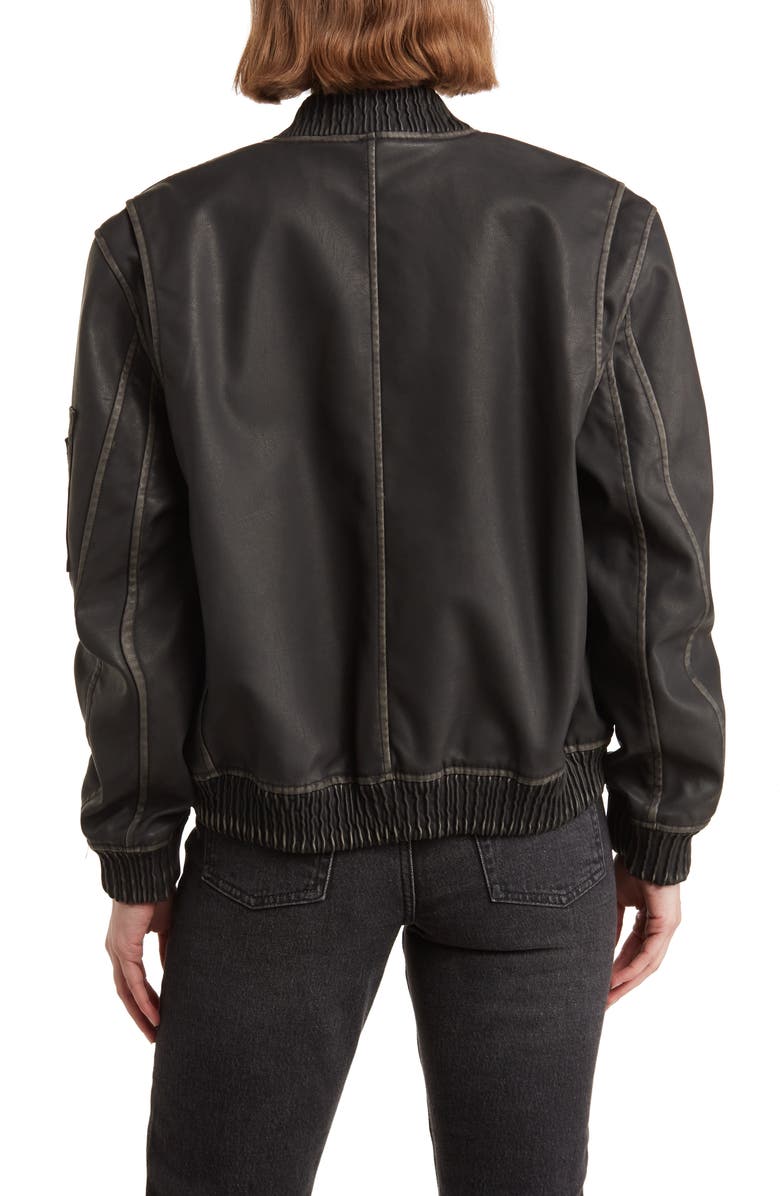 BLANKNYC Distressed Faux Leather Bomber Jacket | Nordstromrack