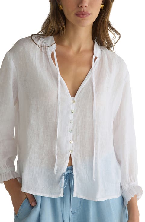 Women's 100% Linen Button Up Tops | Nordstrom