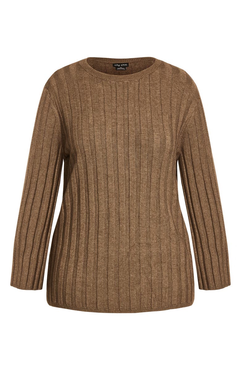 City Chic Hazel Bell Sleeve Cotton Rib Sweater | Nordstromrack