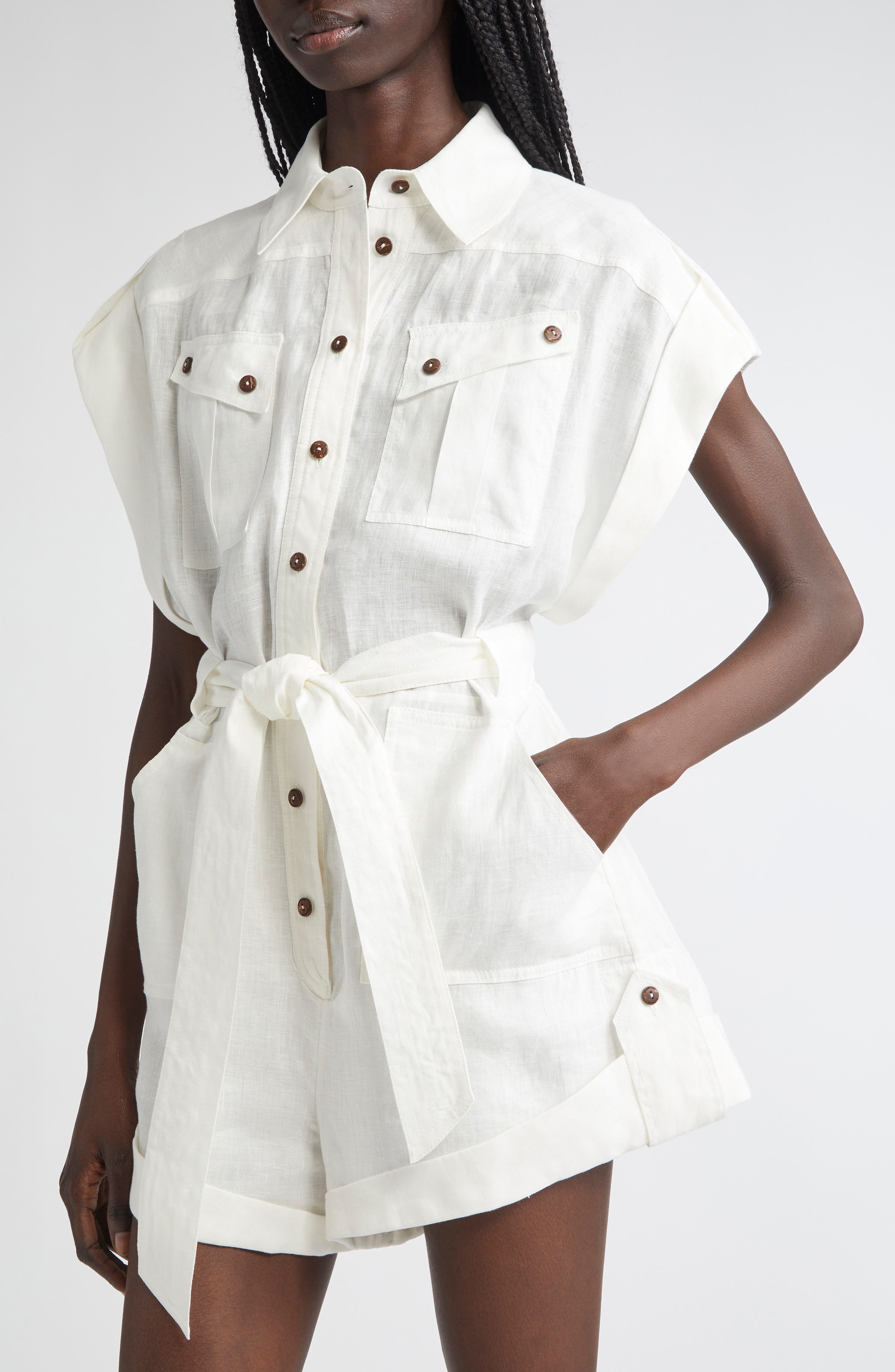 Rhiannon Cuffed Linen Playsuit (Women) | Nordstromrack