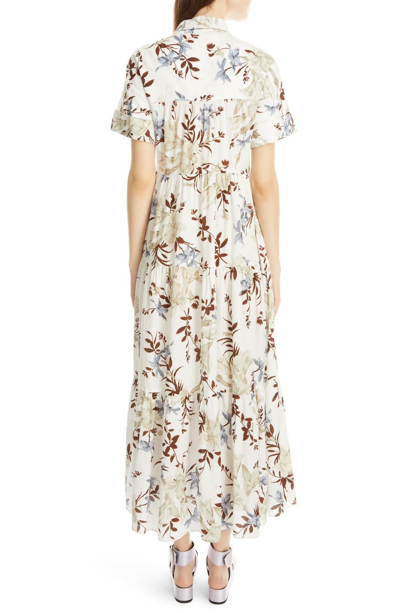 Erdem Helena Tropical Floral Tiered Cotton Poplin Shirtdress | Nordstrom
