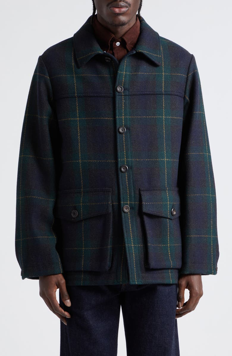 Drake's Johnson Check Melton Wool Donkey Chore Coat | Nordstromrack