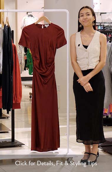 STAUD Marcel Stretch Silk Midi Dress | Nordstrom