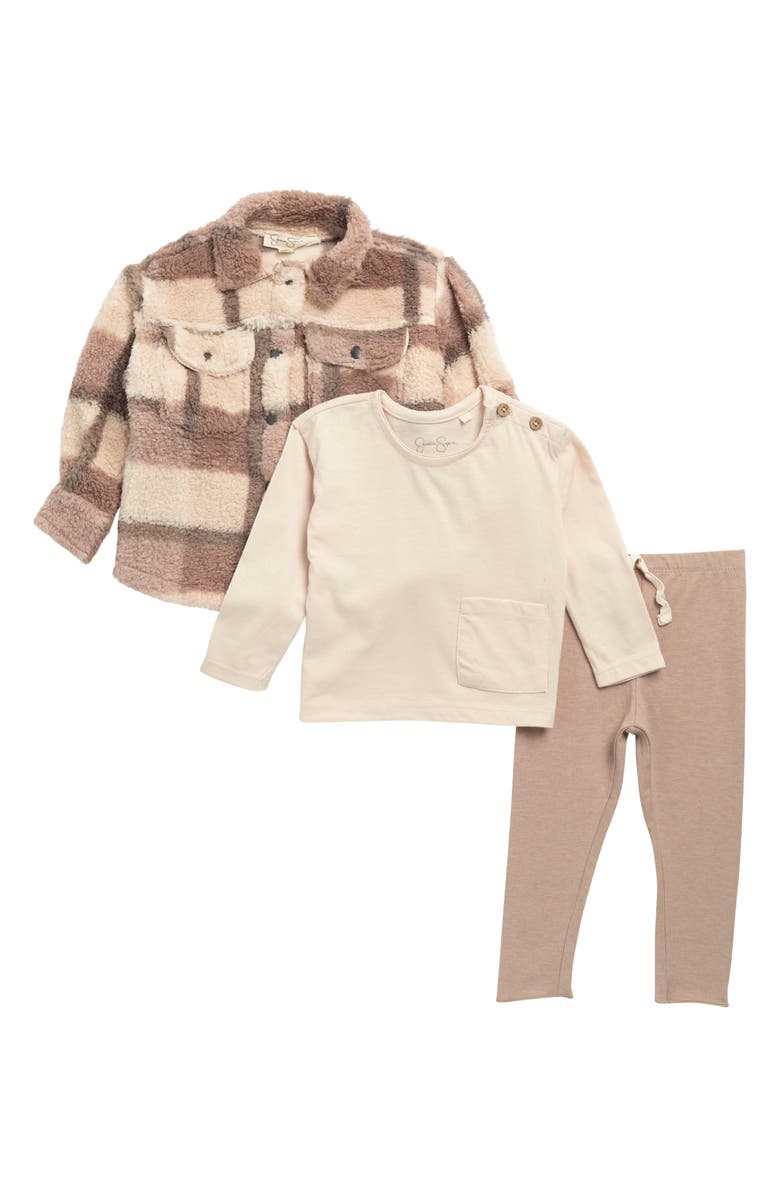Jessica Simpson Kids' High Pile Fleece Jacket, Long Sleeve Top & Pants ...