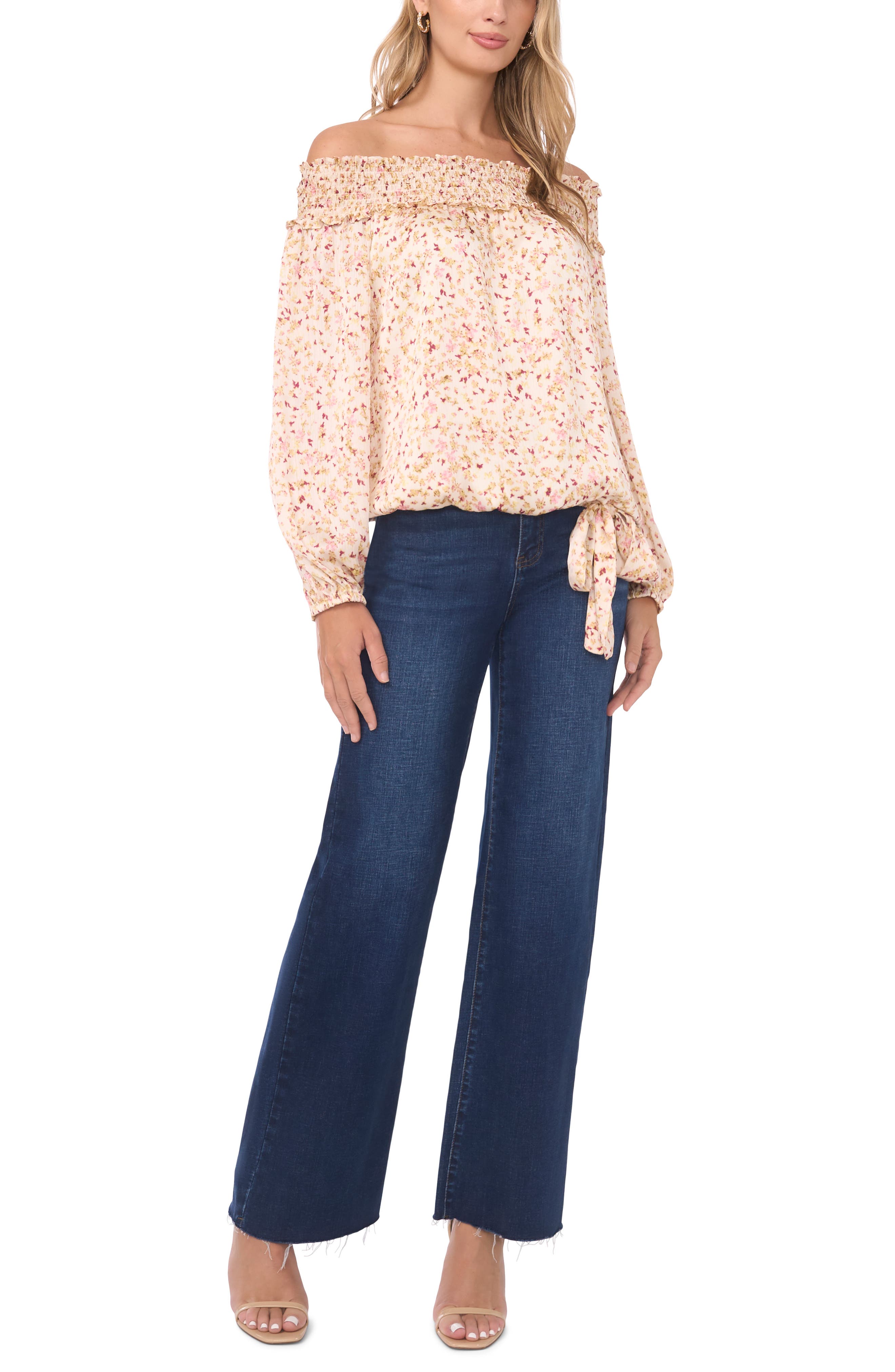 Print Tie Hem Off the Shoulder Top (Women) | Nordstromrack