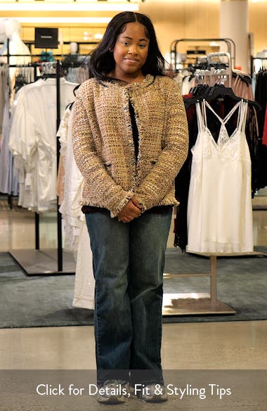 NIC+ZOE Chain Trim Fringe Knit Jacket | Nordstromrack