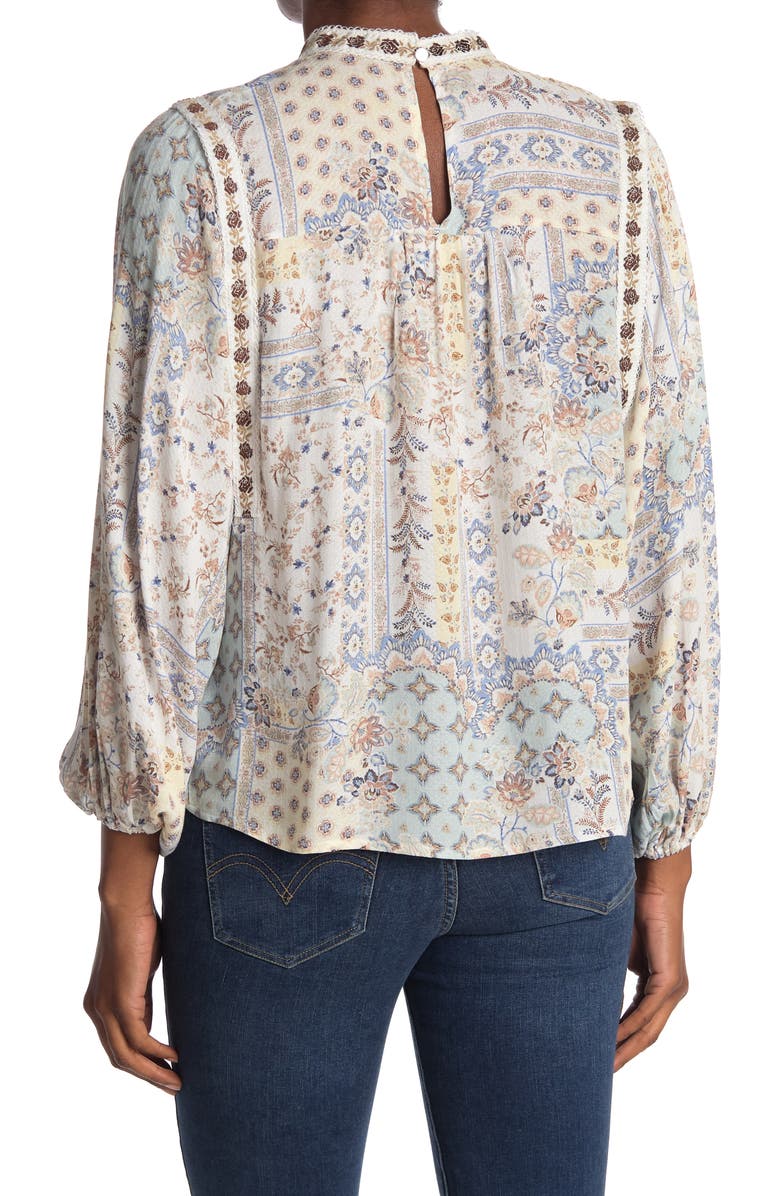 CHENAULT Floral Stand Collar Flange Shirt | Nordstromrack