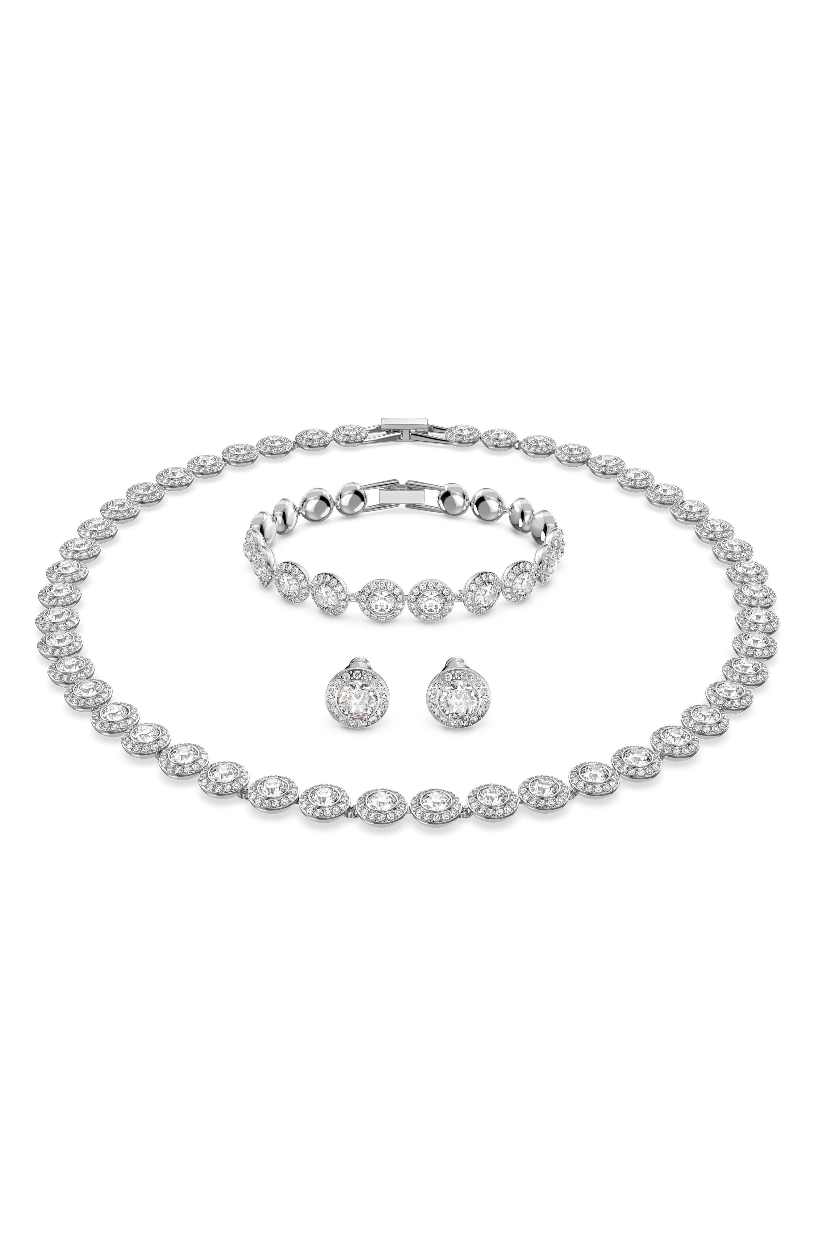 Swarovski Una All Around Crystal Necklace, Bracelet & Stud Earrings Set ...