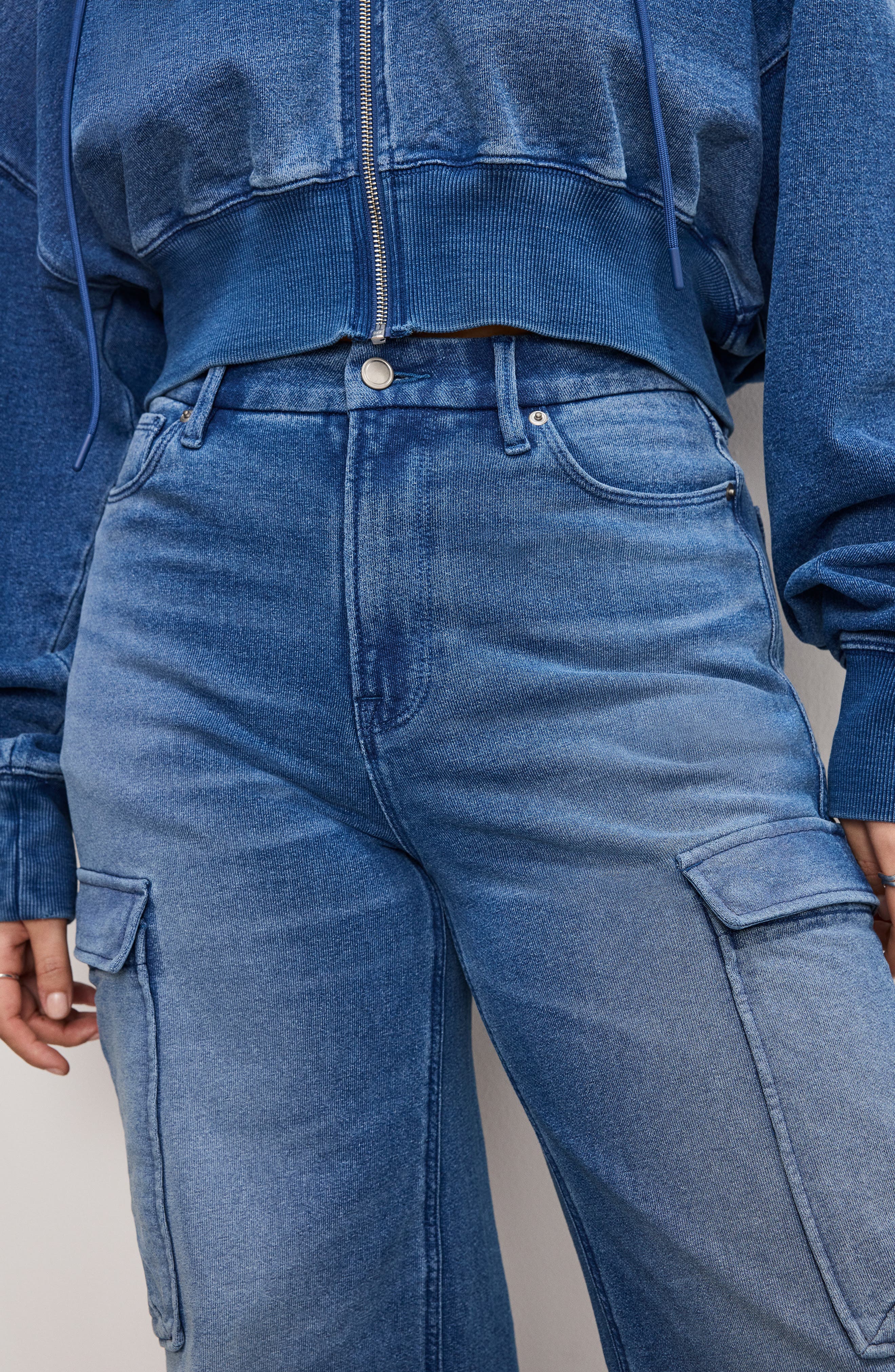 Good American Jeanius Good Skate Wide Leg Cargo French Terry Pants ...