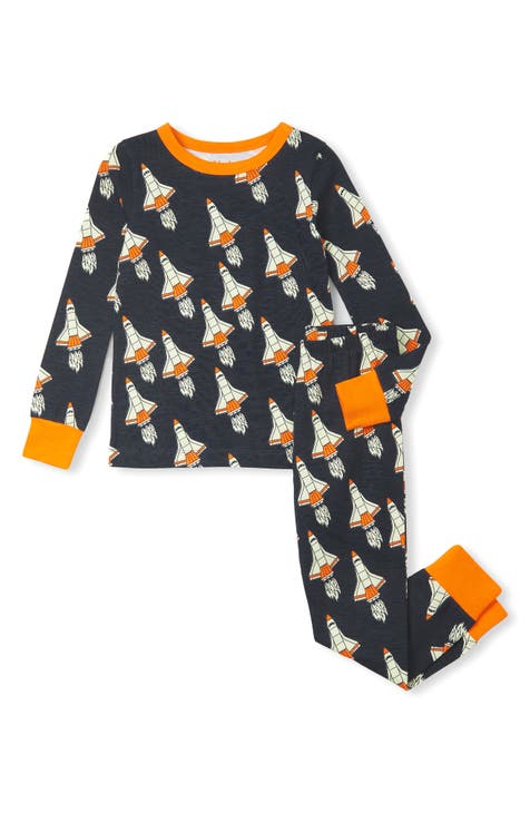 Kids' Glow in the Dark Space Shuttle Print Fitted Two-Piece Pajamas ...