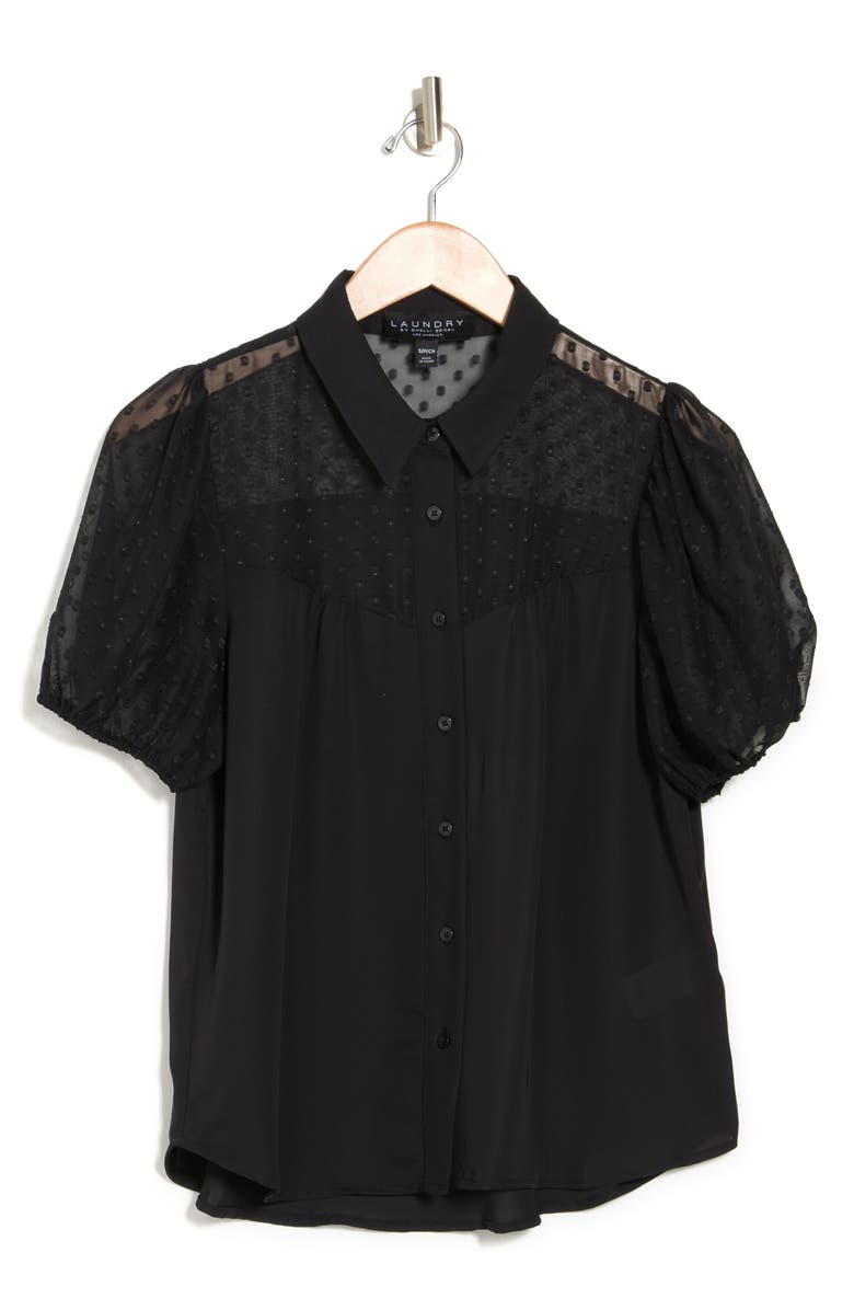 Laundry by Shelli Segal Swiss Dot Yoke Puff Sleeve Blouse | Nordstromrack