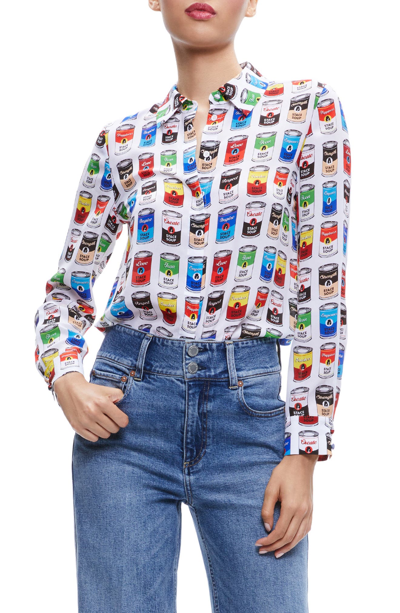 Alice + Olivia Willa Pop Art Silk Shirt | Nordstrom