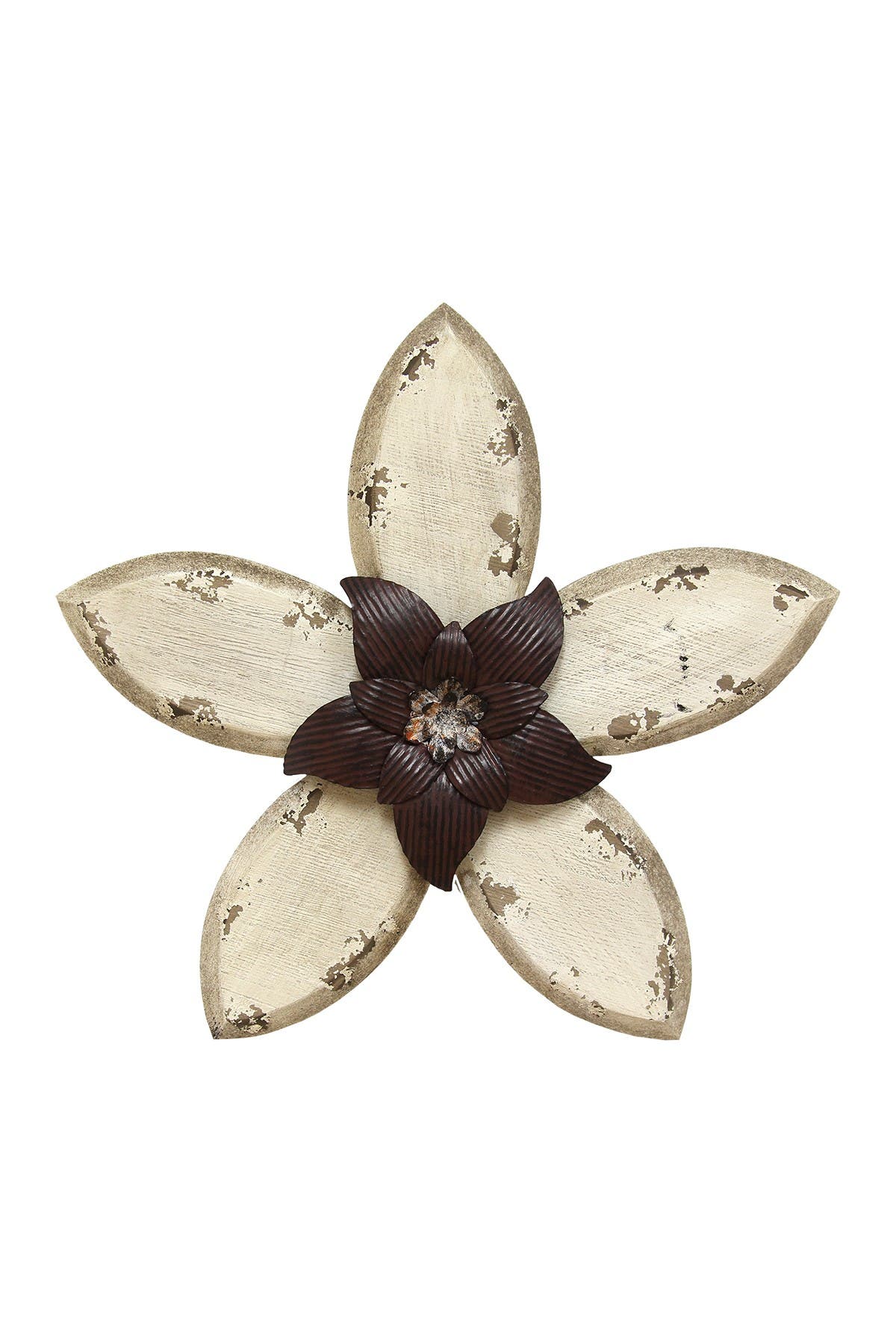 STRATTON HOME DECOR White/Espresso Antique Flower Wall Decor ...