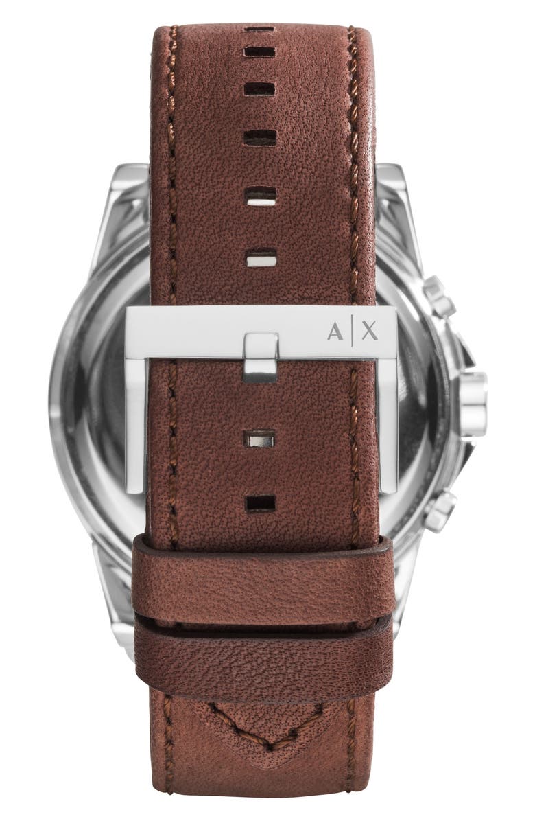AX Armani Exchange Chronograph Leather Strap Watch, 45mm | Nordstromrack