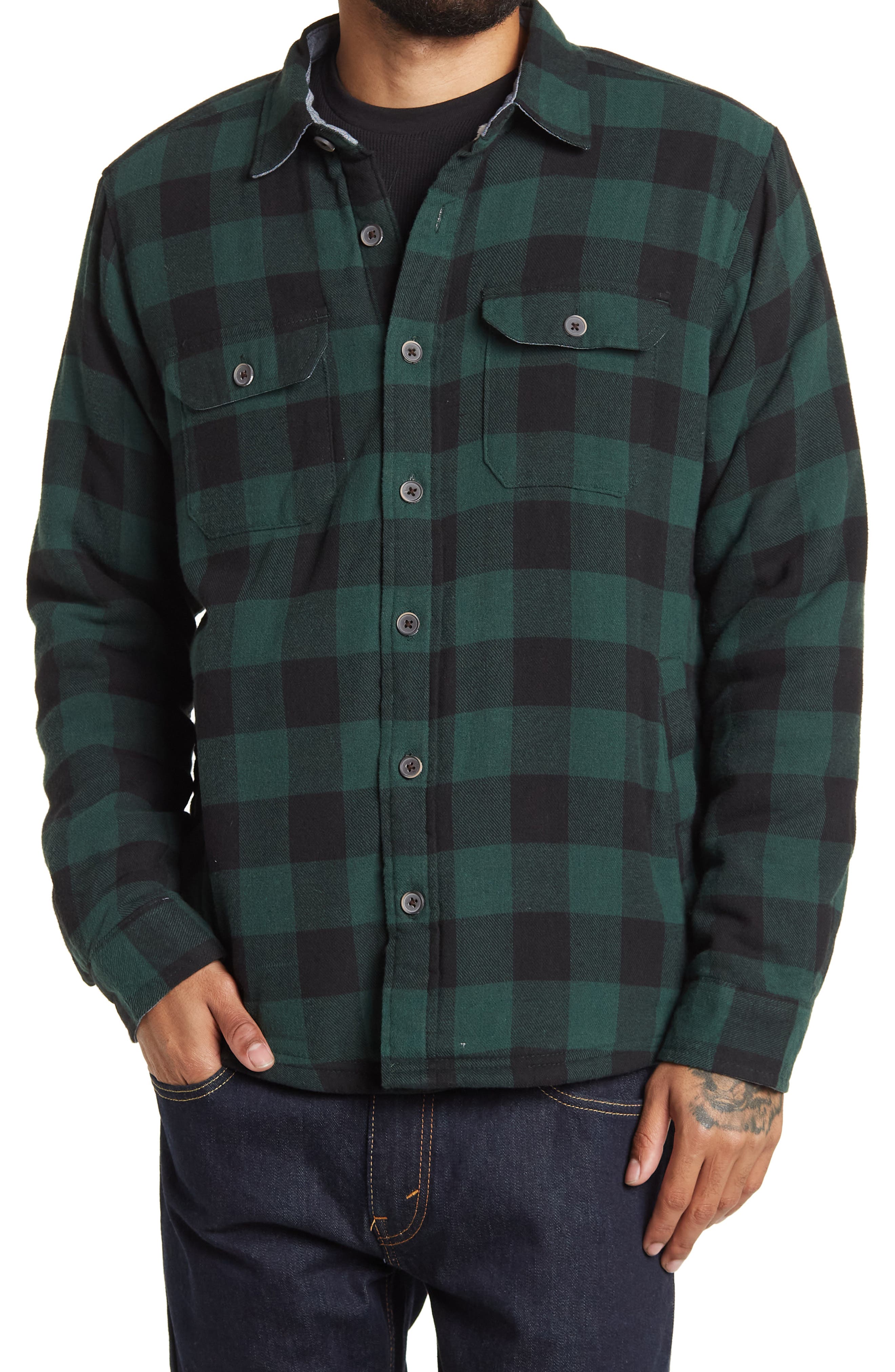 Tailor Vintage Faux Shearling Lined Flannel Shirt Jacket | Nordstromrack