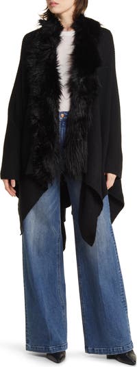 La Fiorentina Ruana With Faux Fur Trim | Nordstrom