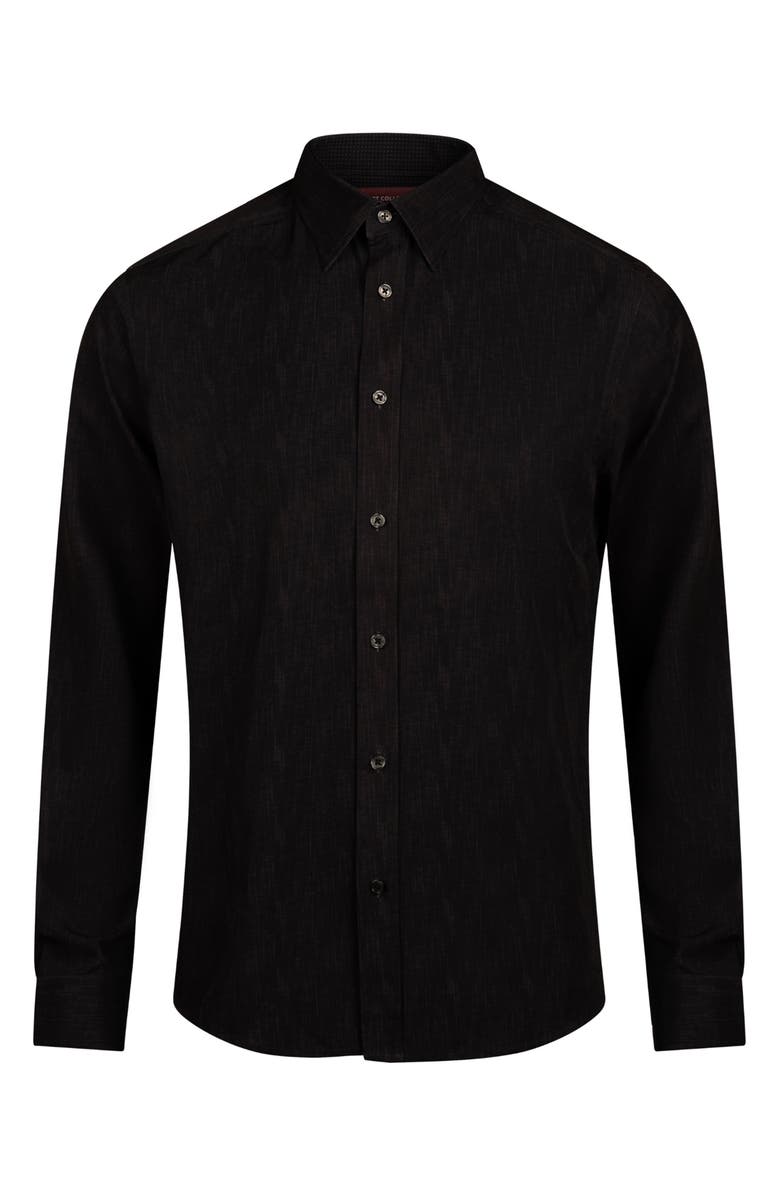 Report Collection Regular Fit Texture Print 4-Way Stretch Button-Up ...