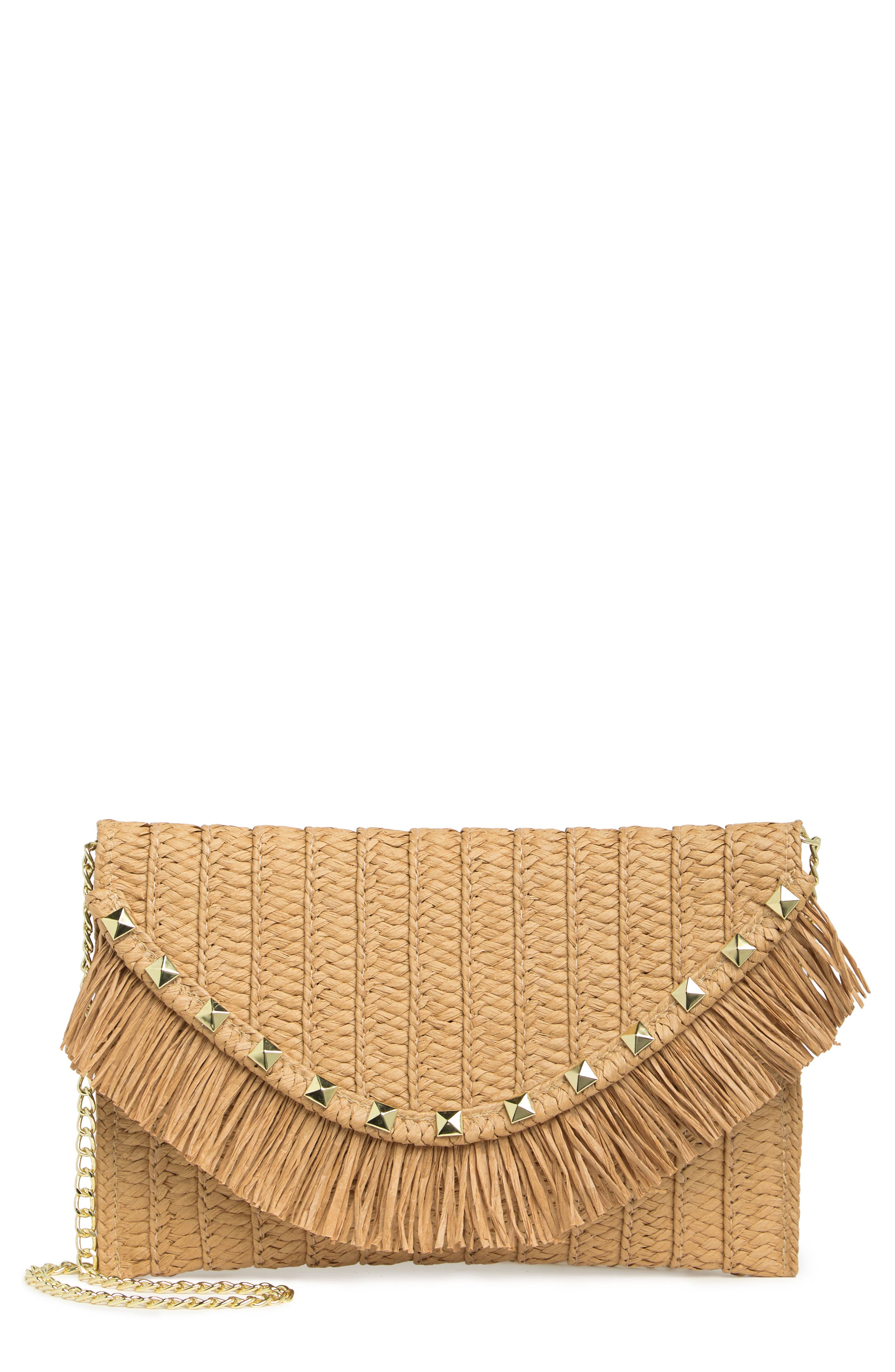 Collection XIIX Pyramid Stud Raffia Clutch | Nordstromrack