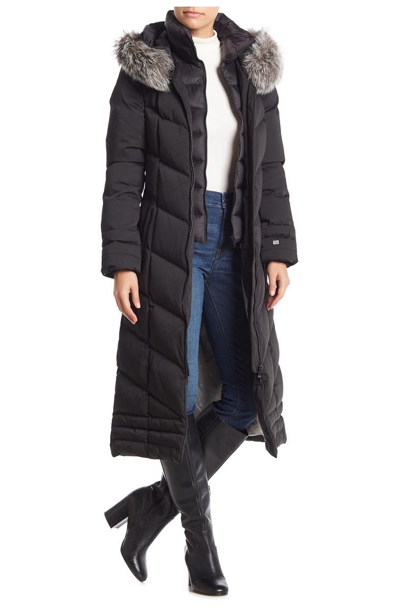 Soia & Kyo Front Zip Genuine Fox Fur Trim Hooded Coat | Nordstromrack