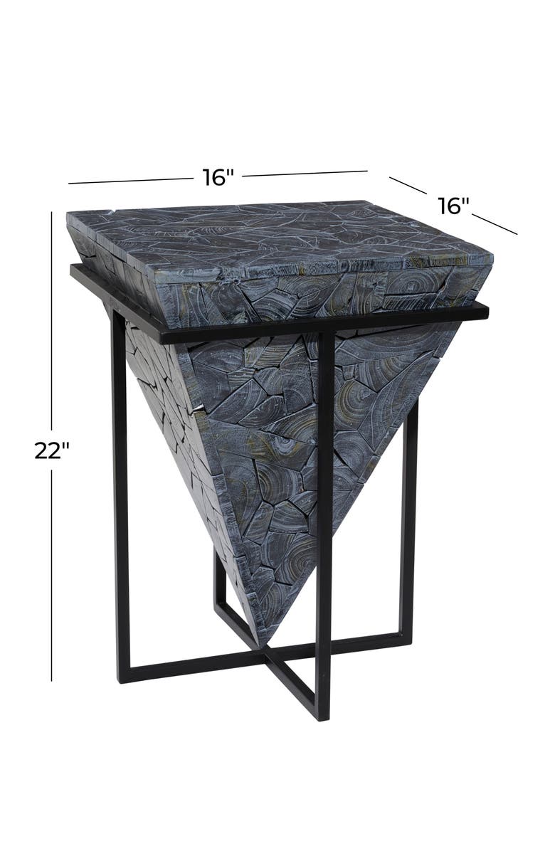 GINGER BIRCH STUDIO Gray Teak Wood Contemporary Accent Table with Black ...