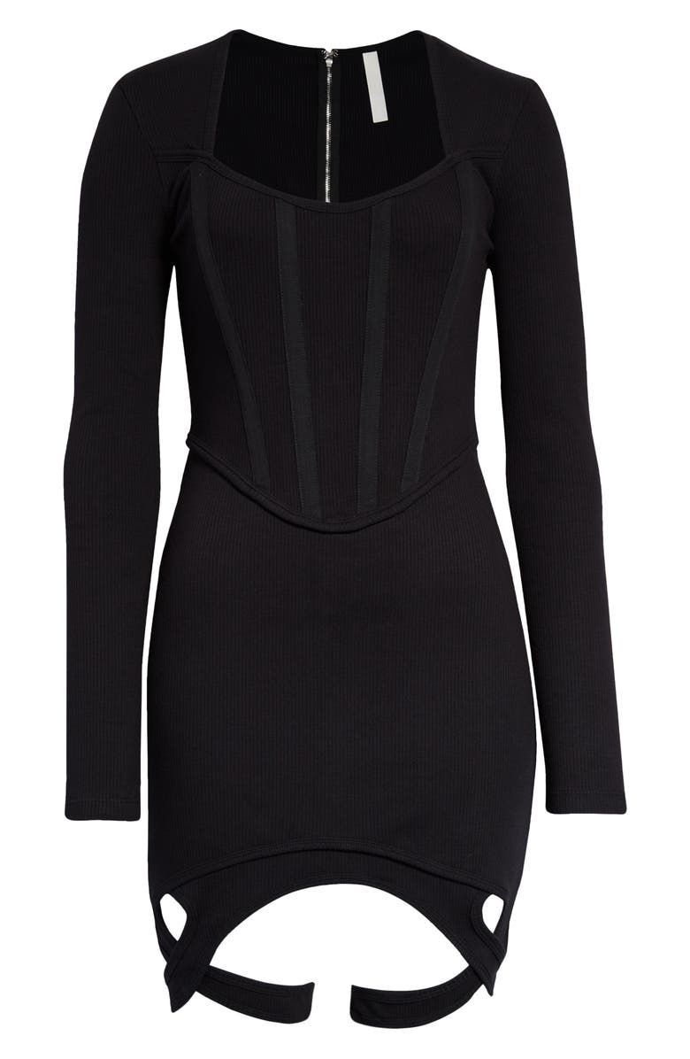 Dion Lee Long Sleeve Organic Cotton Rib Corset Dress | Nordstromrack