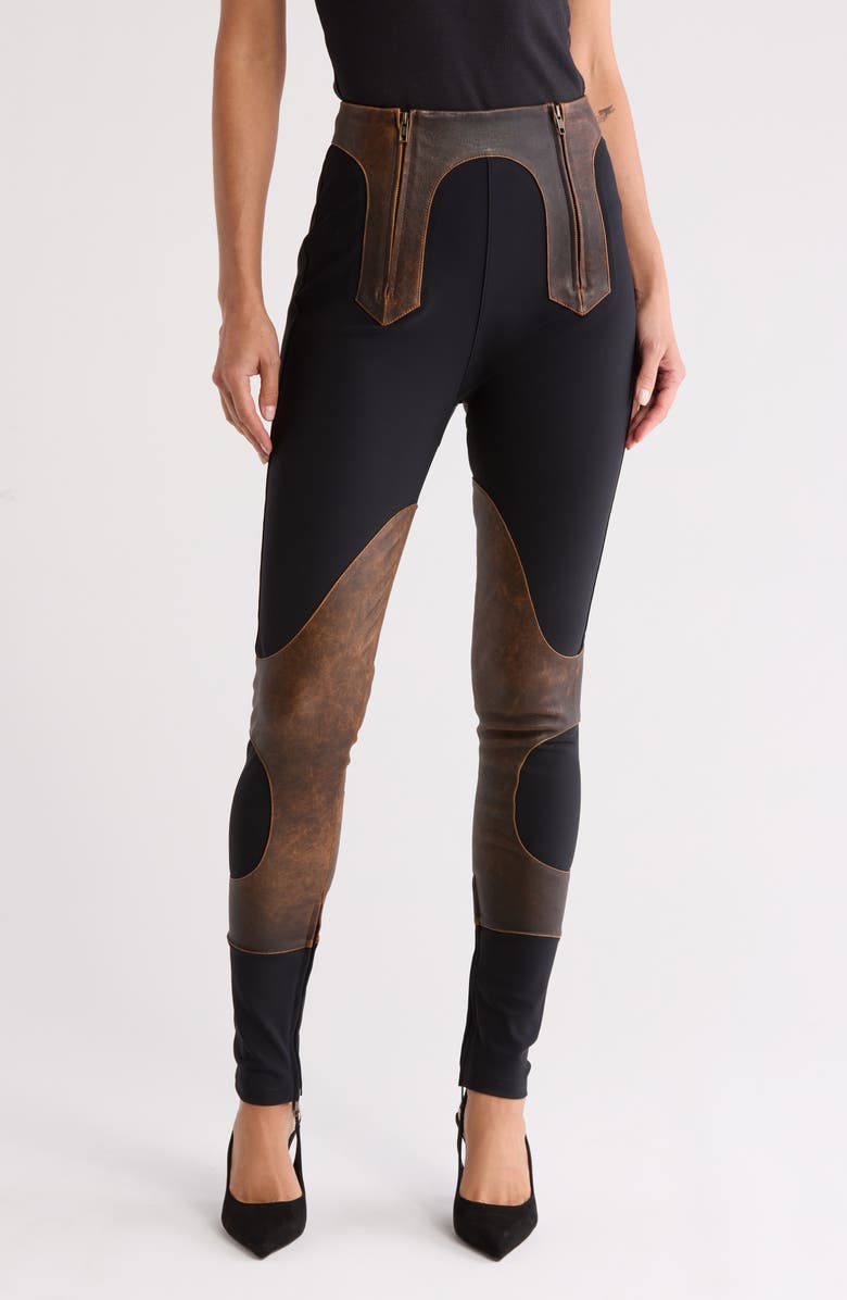 FRAME Leather Combo Pants | Nordstromrack