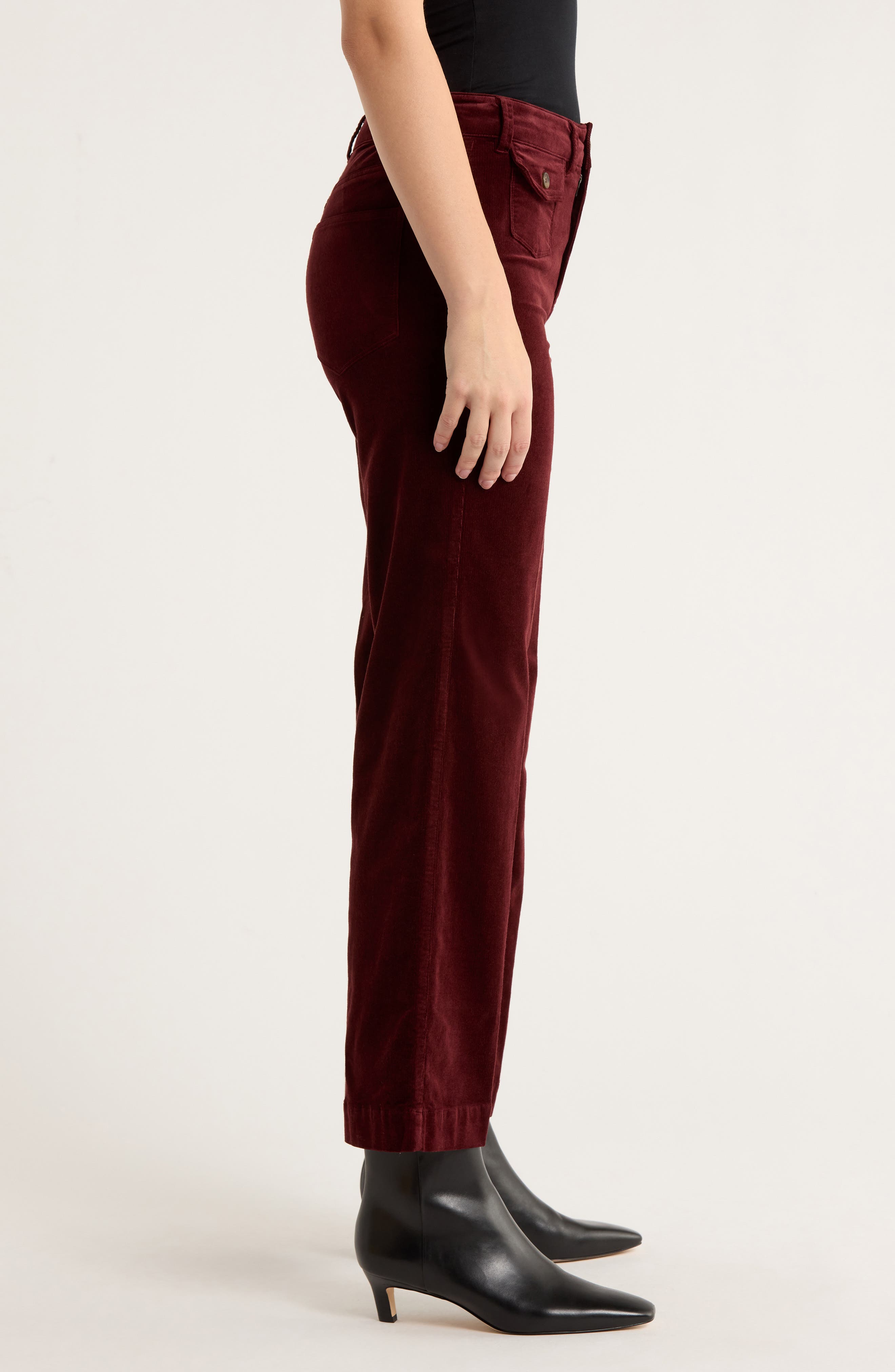 PAIGE Leenah Patch Pocket Ankle Wide Leg Corduroy Pants | Nordstrom