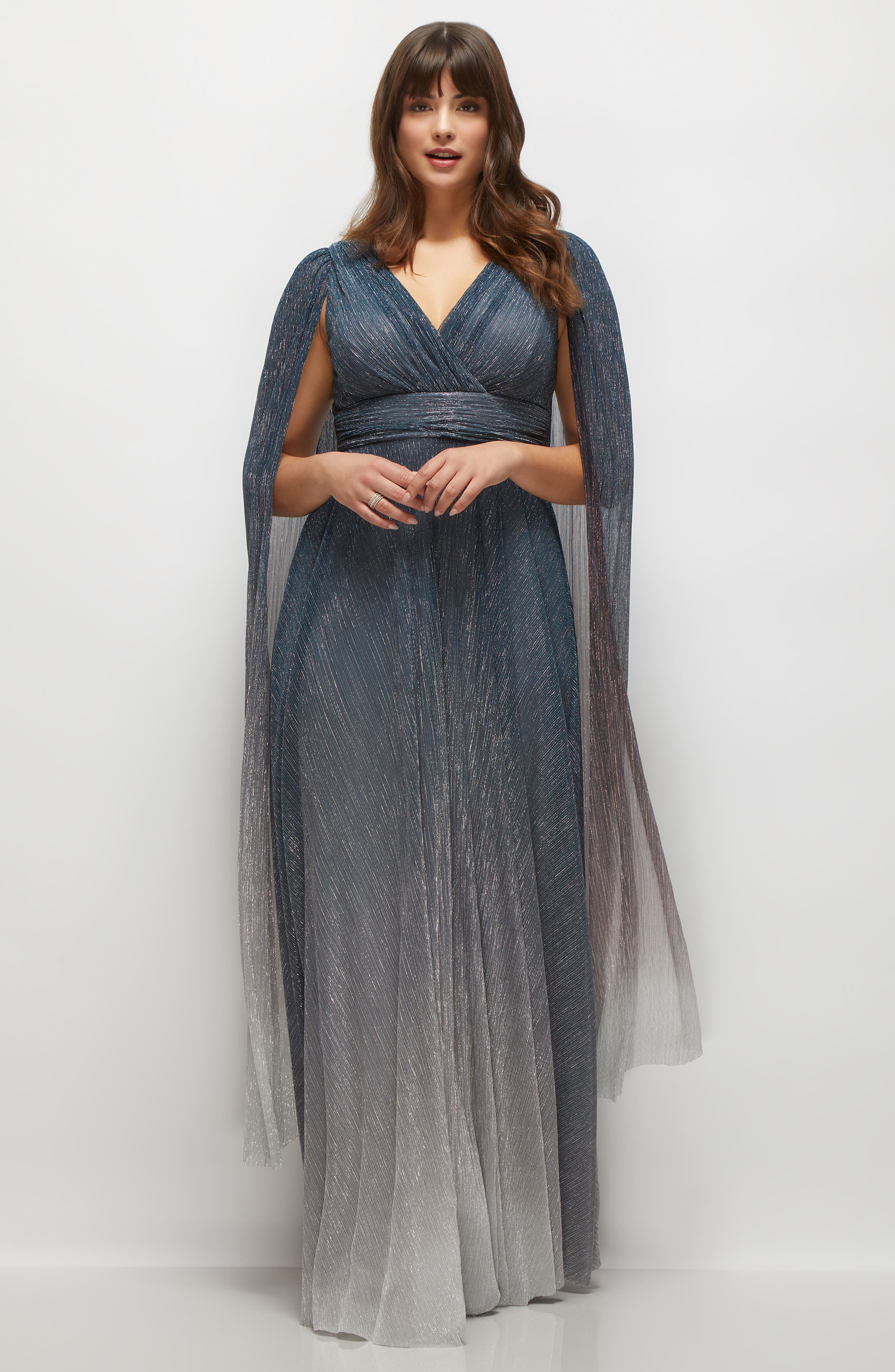 After Six Metallic Cape Sleeve Gown | Nordstrom