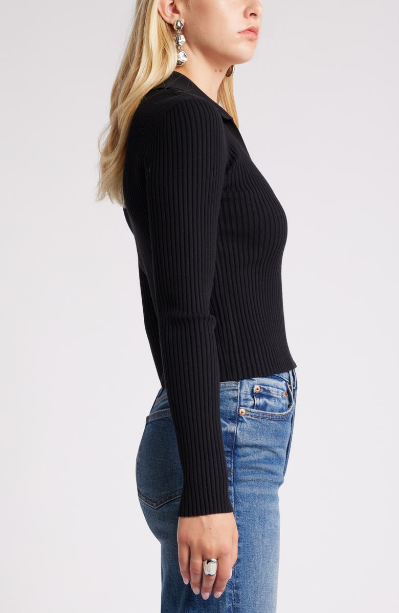 Open Edit Luxe Sculpt Rib Polo Sweater | Nordstromrack