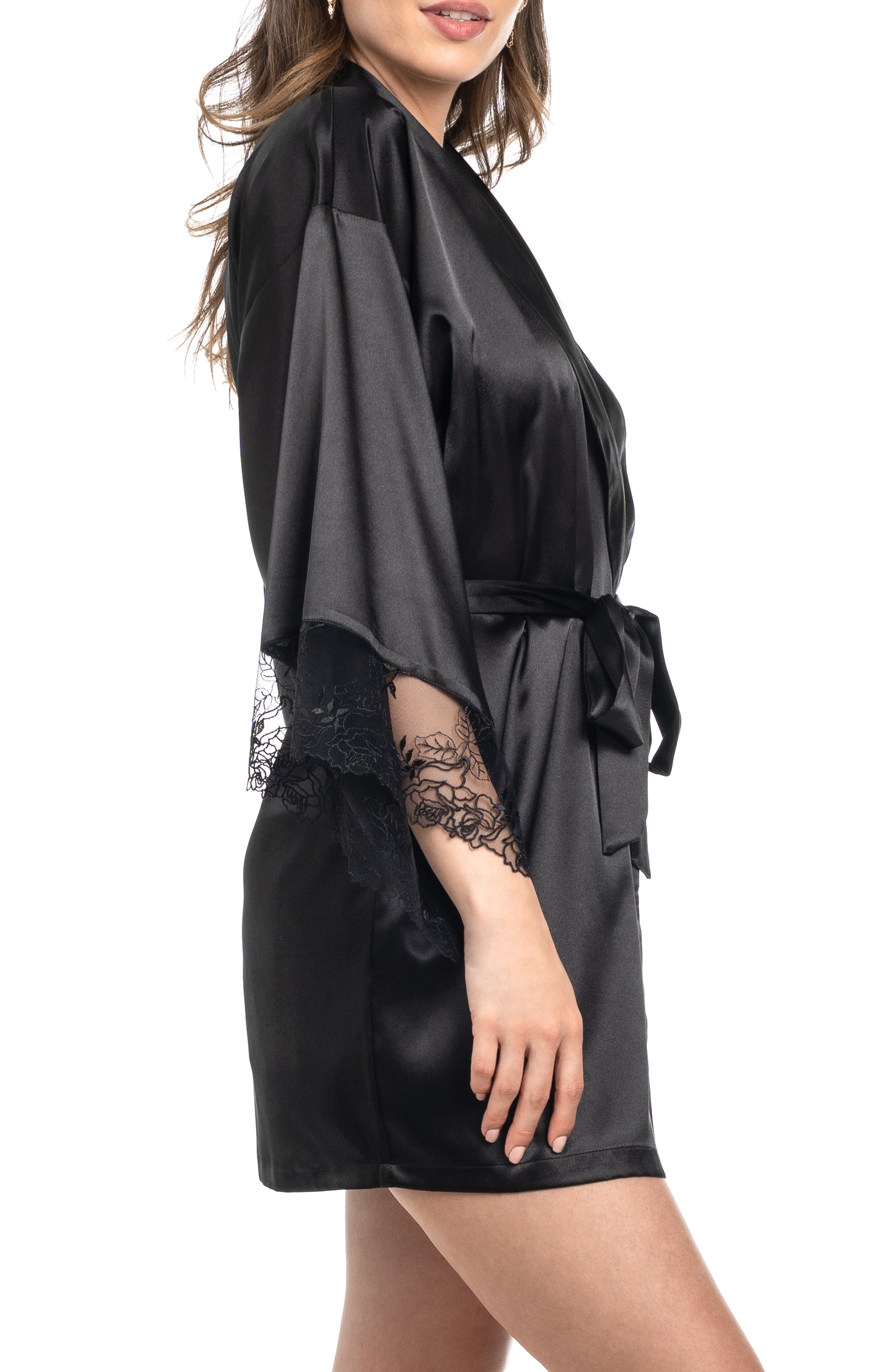 In Bloom by Jonquil Tasha Embroidered Lace Trim Satin Wrap | Nordstrom