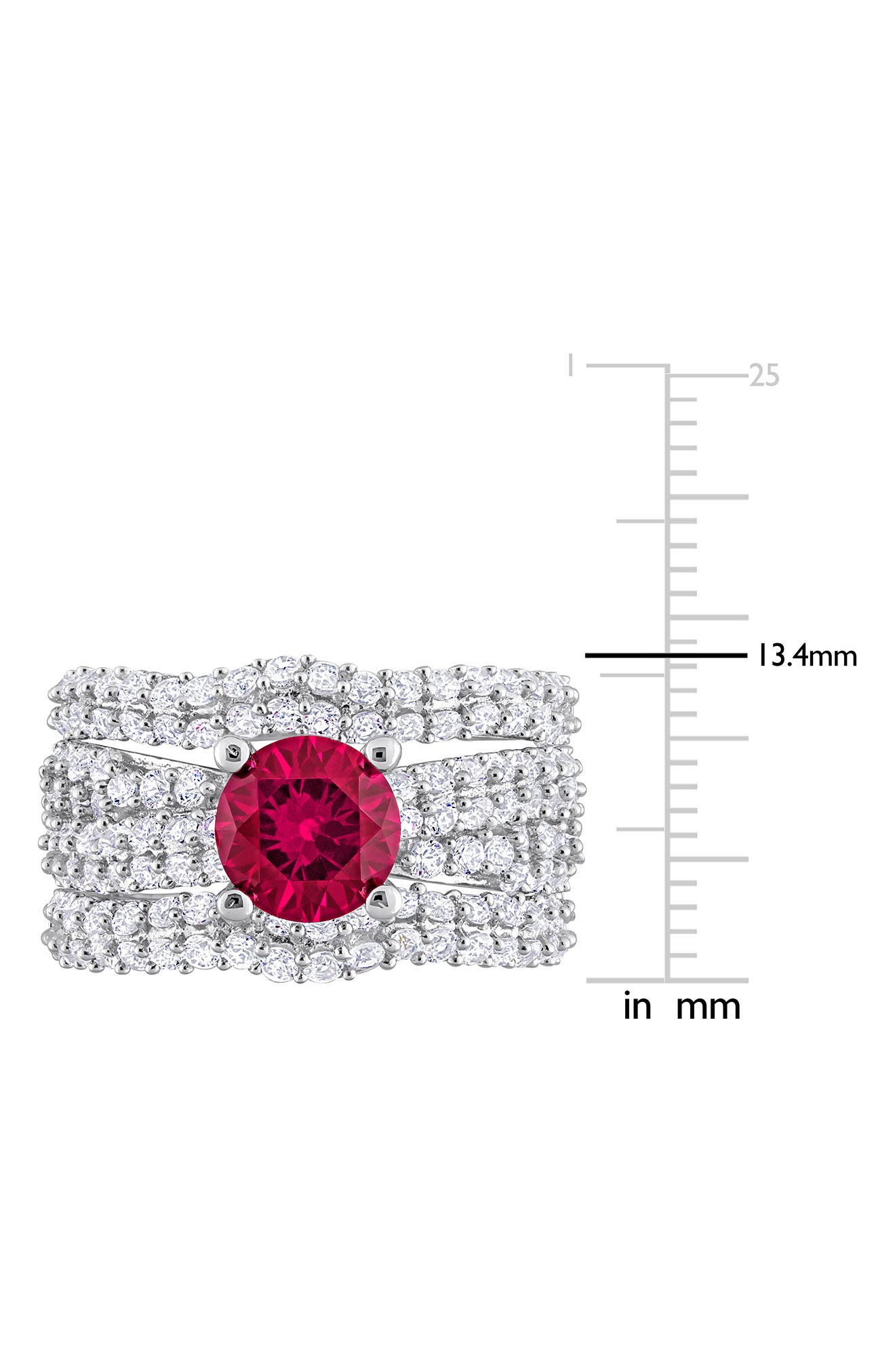 DELMAR Lab Created White Sapphire & Lab Created Ruby Ring Stack Set ...
