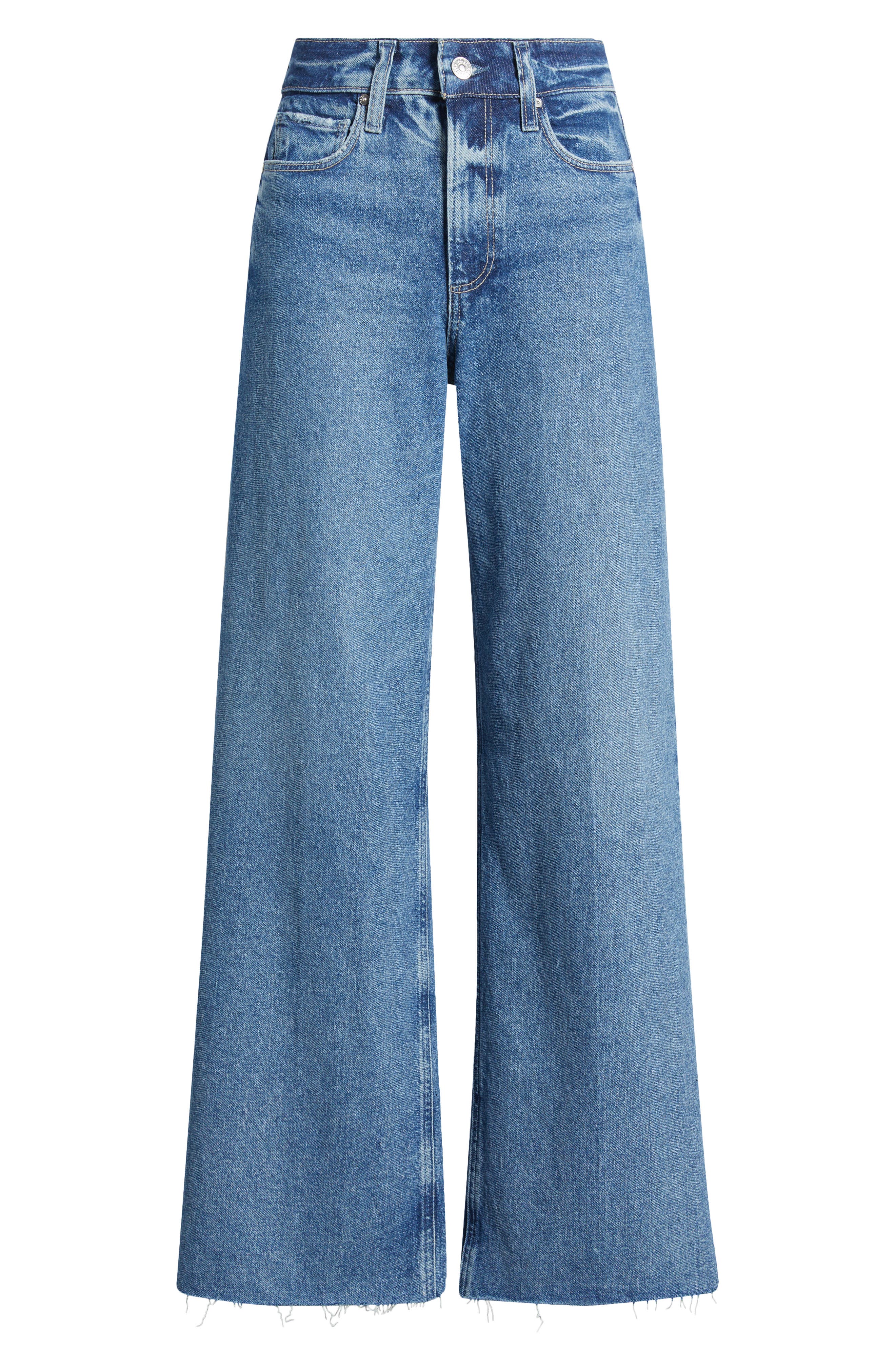 PAIGE Anessa High Waist Raw Hem Wide Leg Jeans | Nordstrom