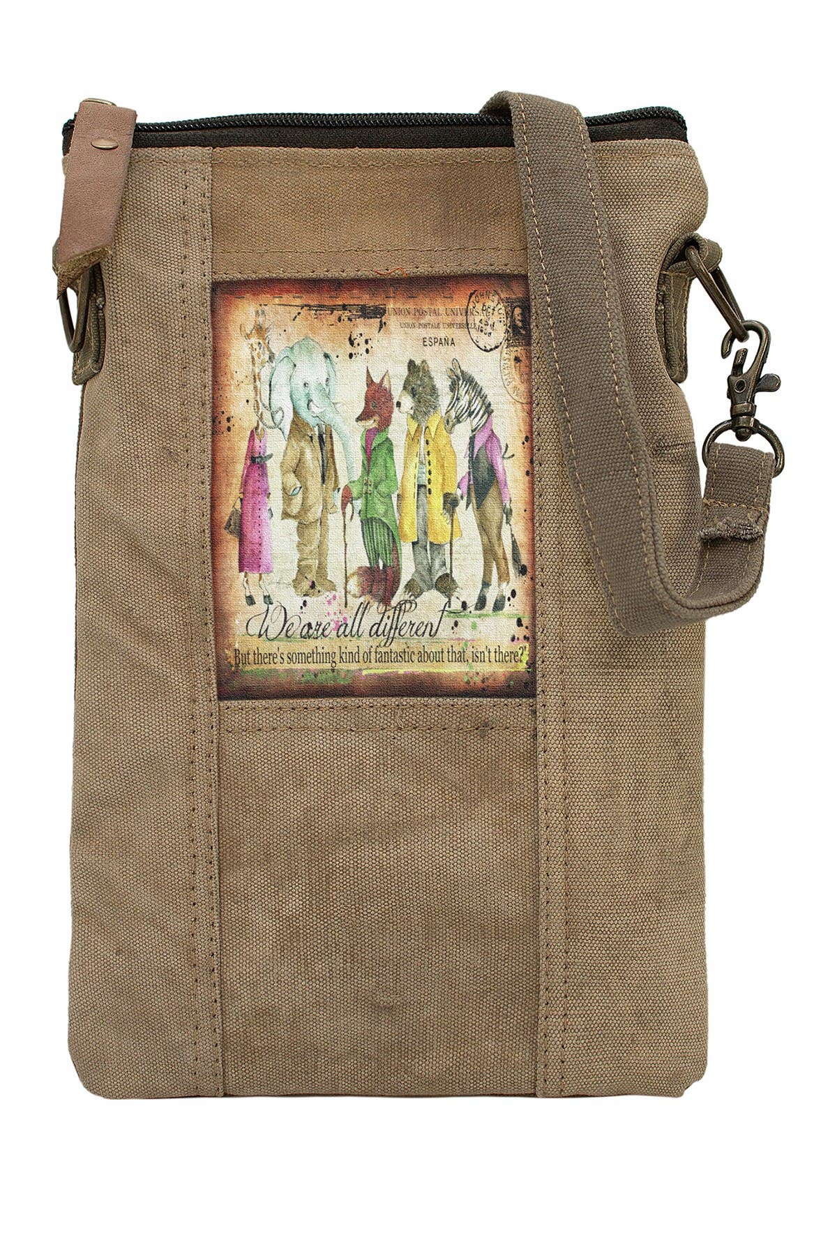 VINTAGE ADDICTION We Are All Different Recycled Tent Crossbody Bag ...