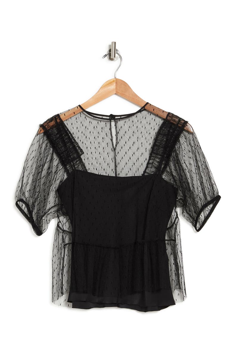RED Valentino Dotted Lace Peplum Blouse | Nordstromrack