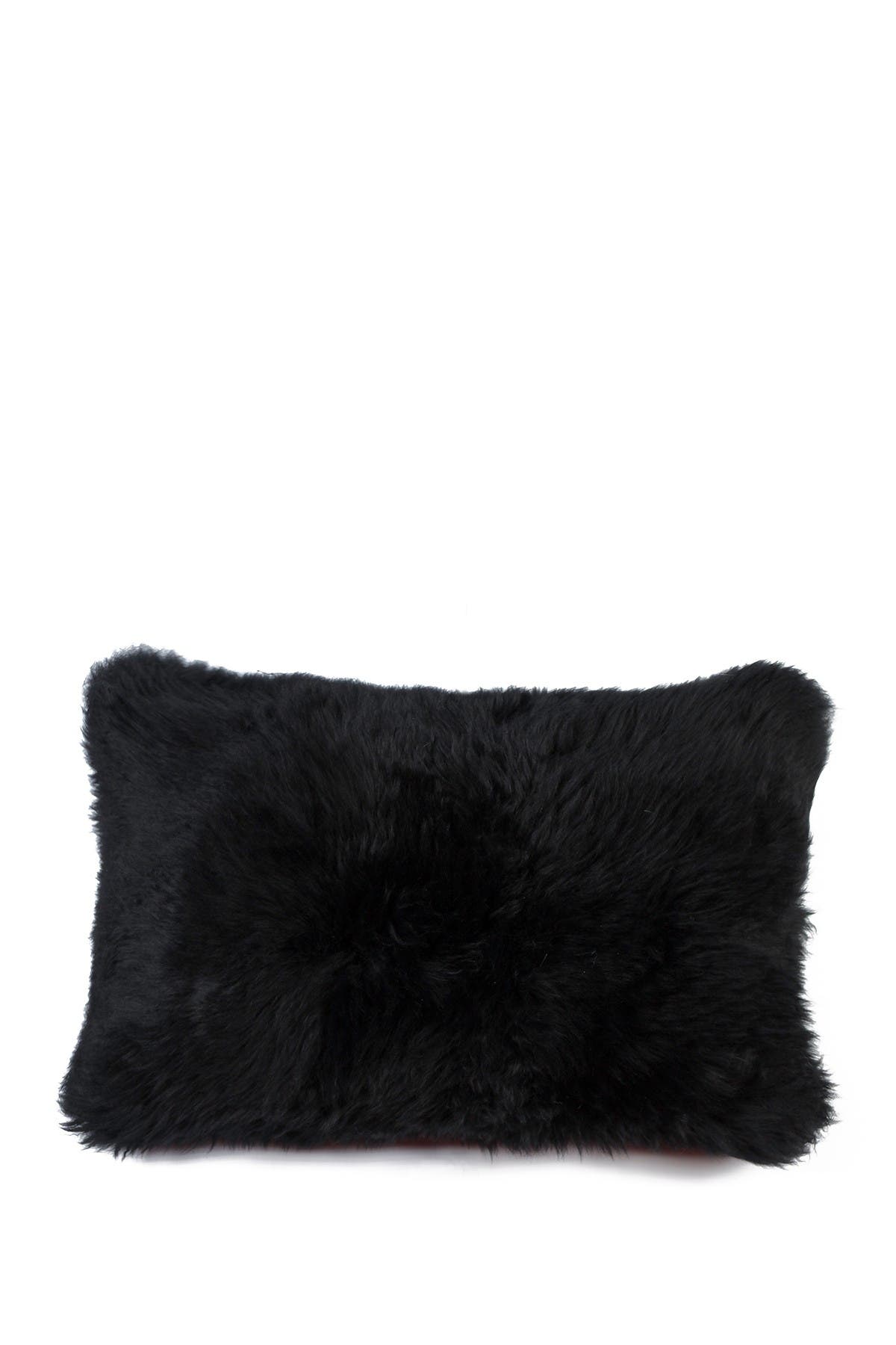 NATURAL New Zealand Genuine Sheepskin Pillow - 12"x18" - Black ...