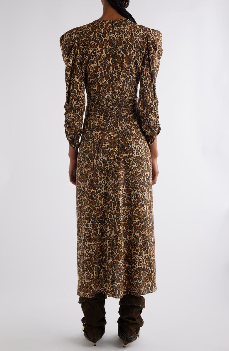 Isabel Marant Albini Leopard Print Stretch Silk Midi Dress | Nordstromrack