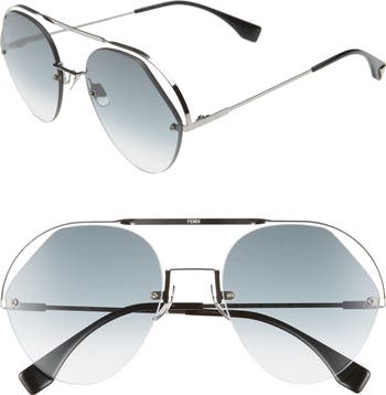 Fendi 57mm Rimless Aviator Sunglasses | Nordstrom