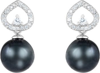 SPLENDID PEARLS Rhodium Plated Sterling Silver 8-9mm Cultured Tahitian ...